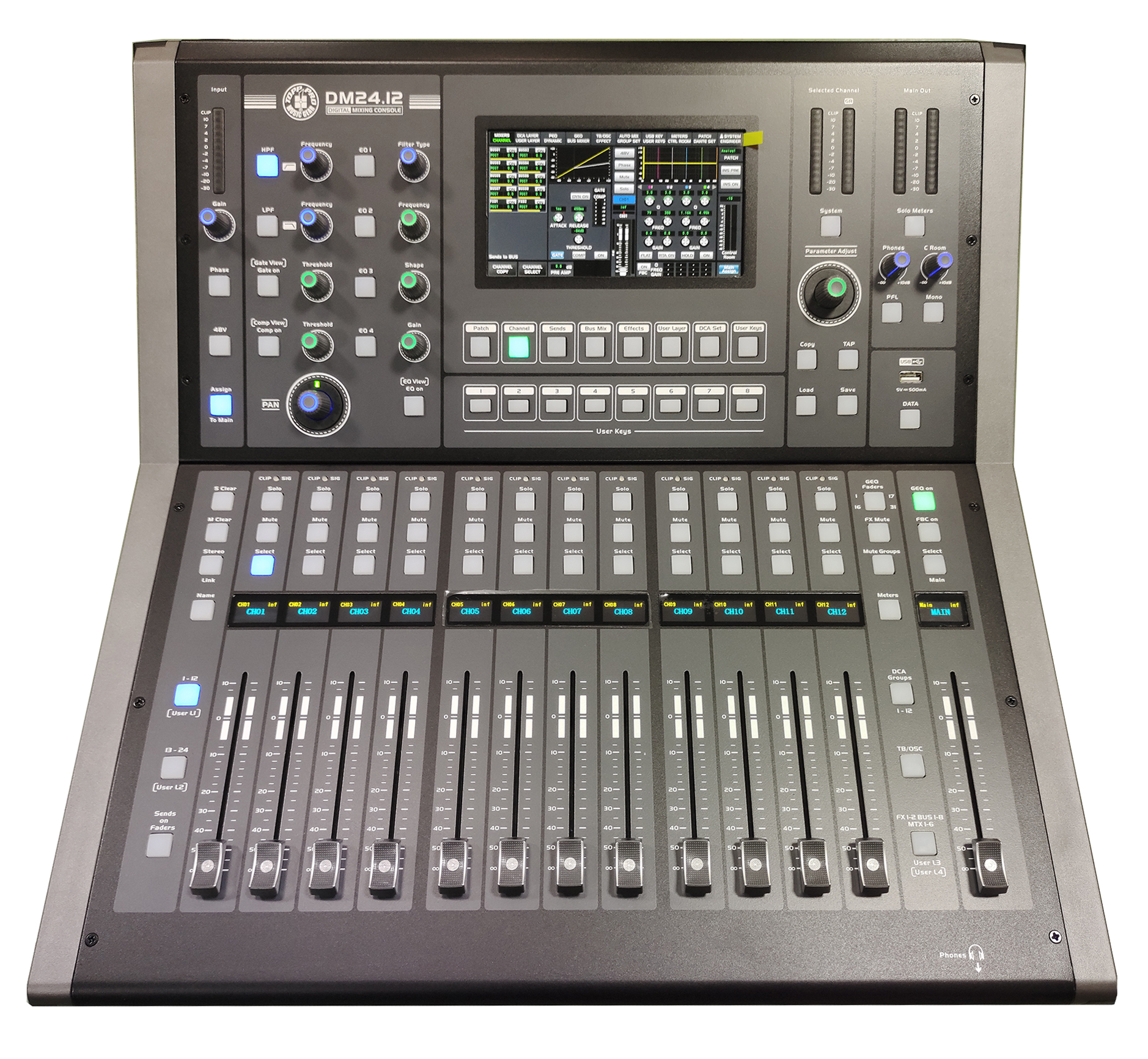 Topp Pro DM24.12 24 Channel Digital Mixer, 12 Out, 2 FX & 7" Touch Screen (DM-24.12) | AV ...